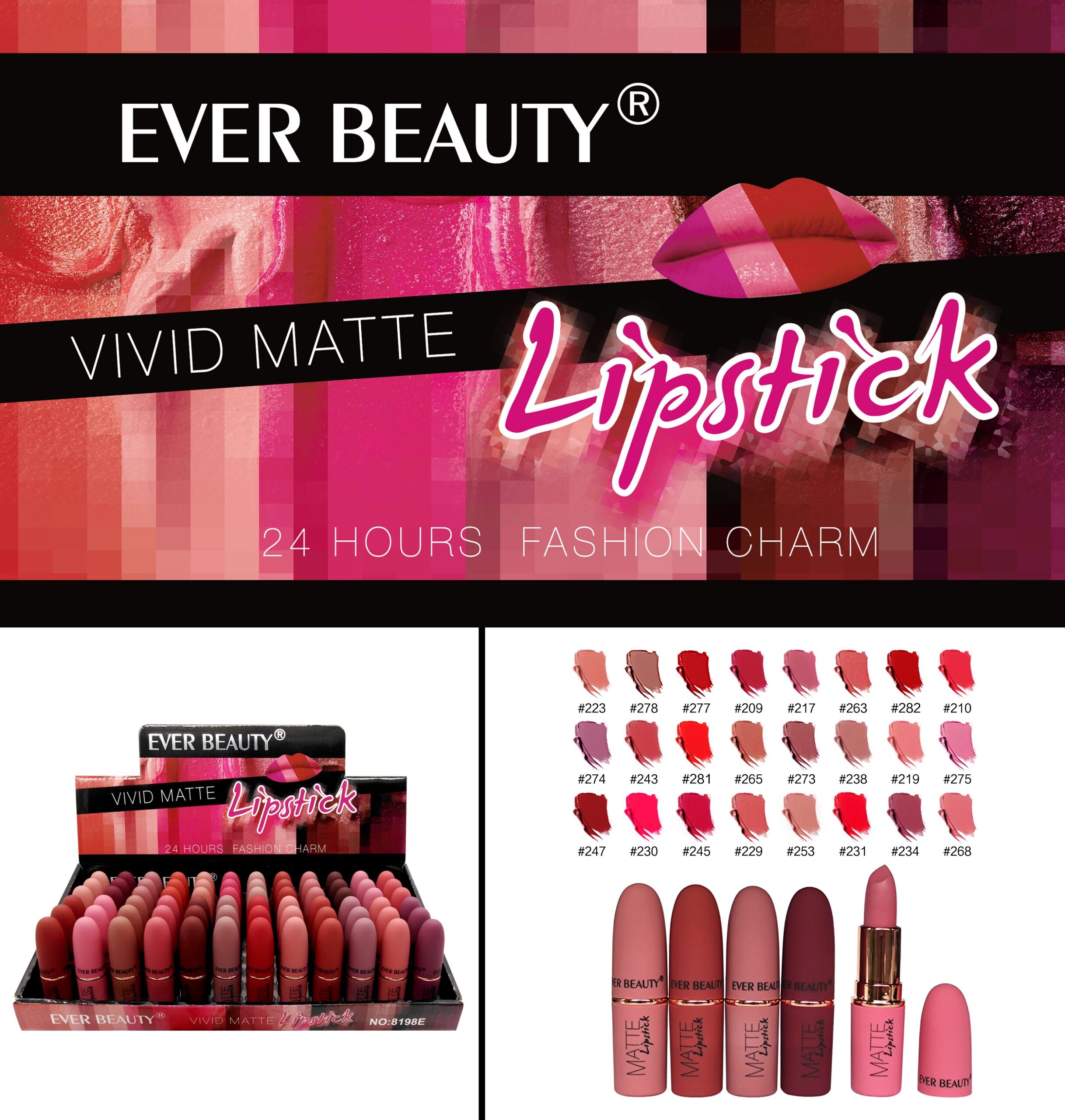 Vivid Matte Lipstick Mix Colour - Ever Beauty Cosmetics